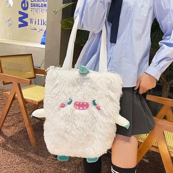 Bags | Monster Bag Furry Fuzzy Tote Shoulder Bag Womens Cartoon Fun ...